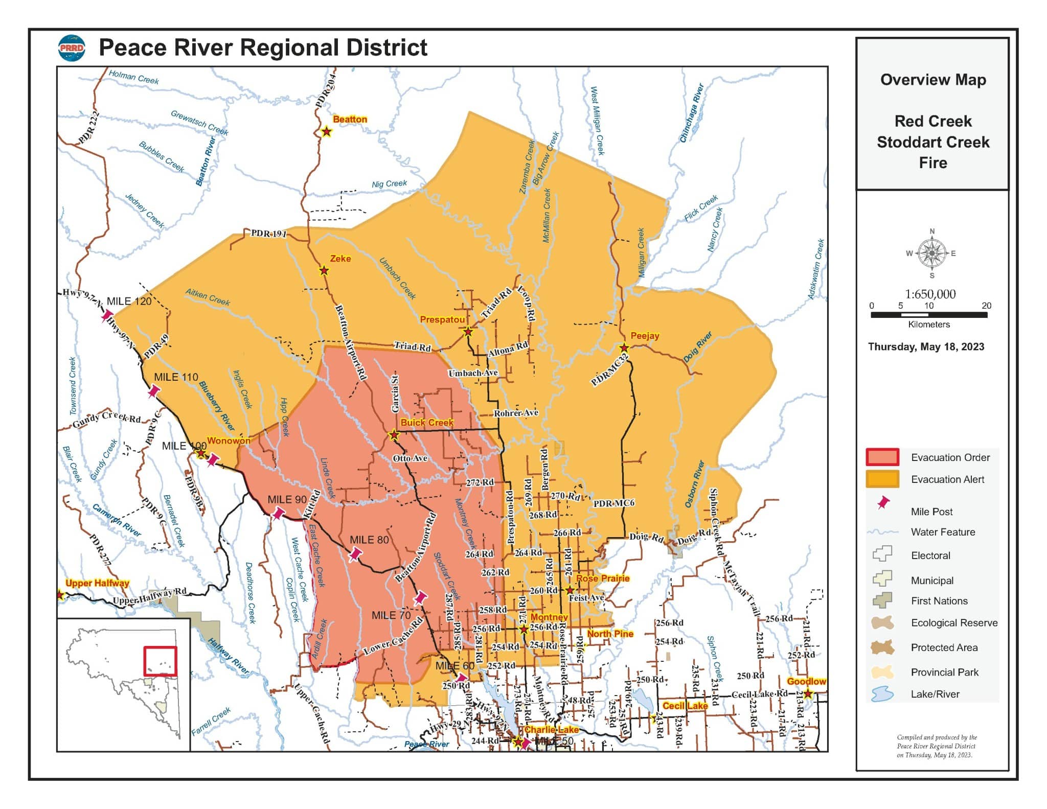 Evacuation order reduced for Red Creek and Stoddart Creek fires