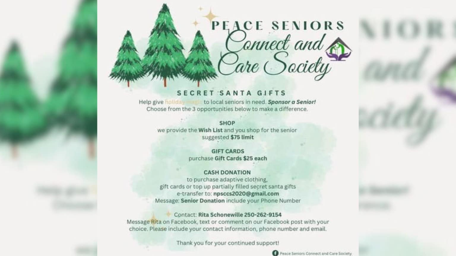 Peace Seniors Connect and Care Society seeking donations during holiday ...