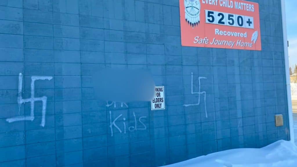 Treaty 8 association to paint mural on wall targeted by racist graffiti