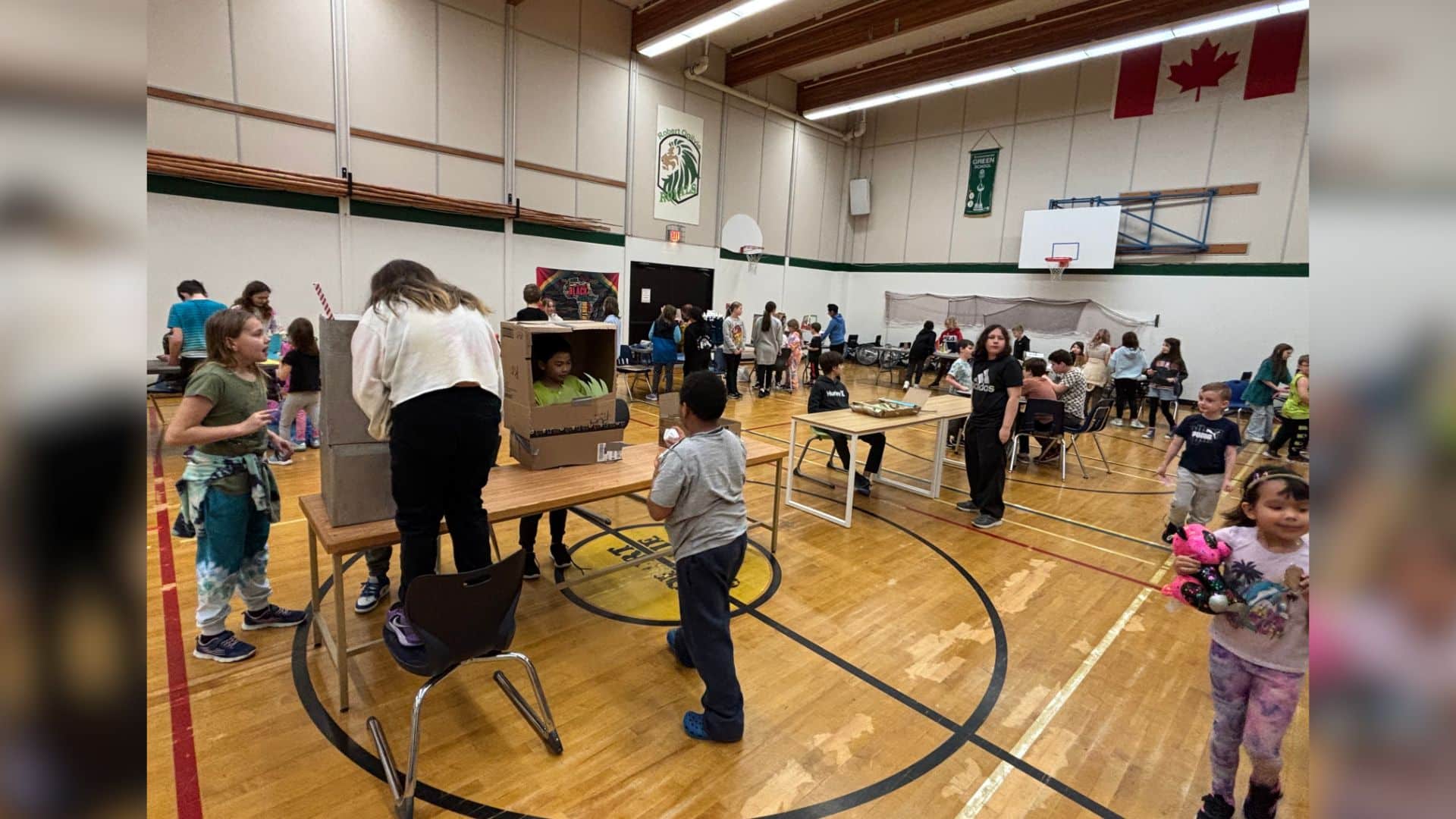 Robert Ogilvie Elementary kids create cardboard arcade games