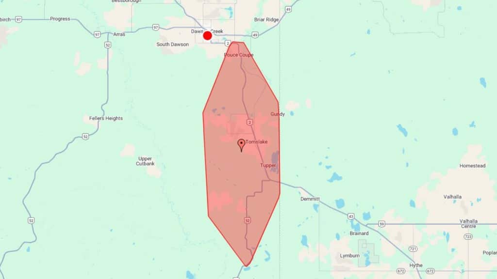 (UPDATE) Power outages around Dawson Creek resolved