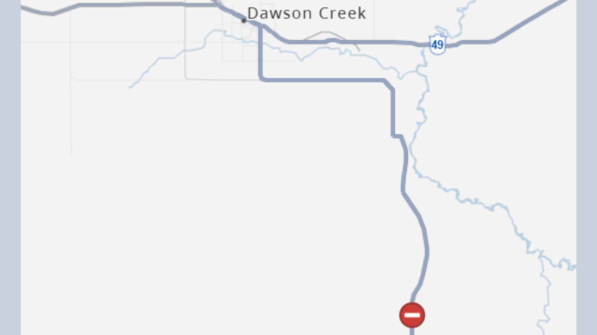 Highway 2 closed south of Dawson Creek near Pouce Coupe
