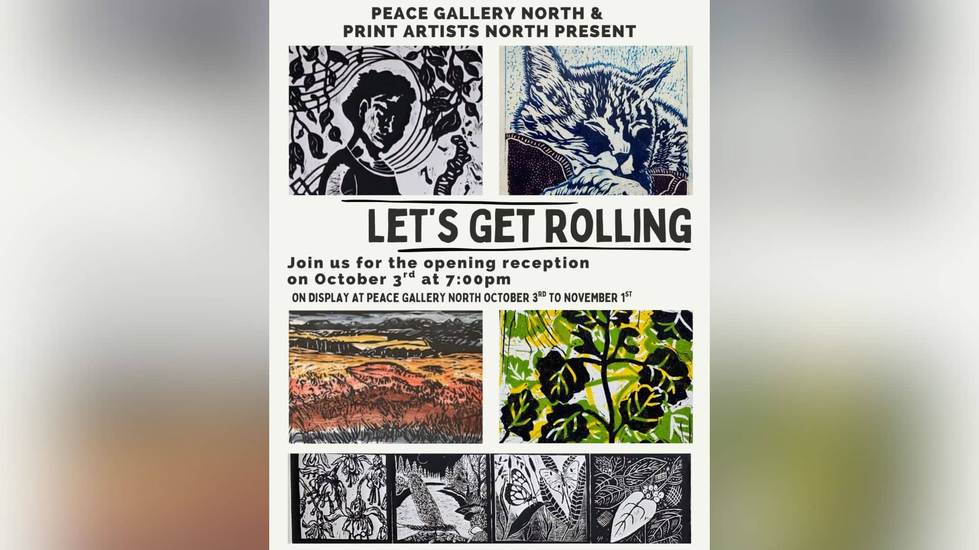 ‘Let’s Get Rolling’ print art exhibit coming to Peace Gallery North