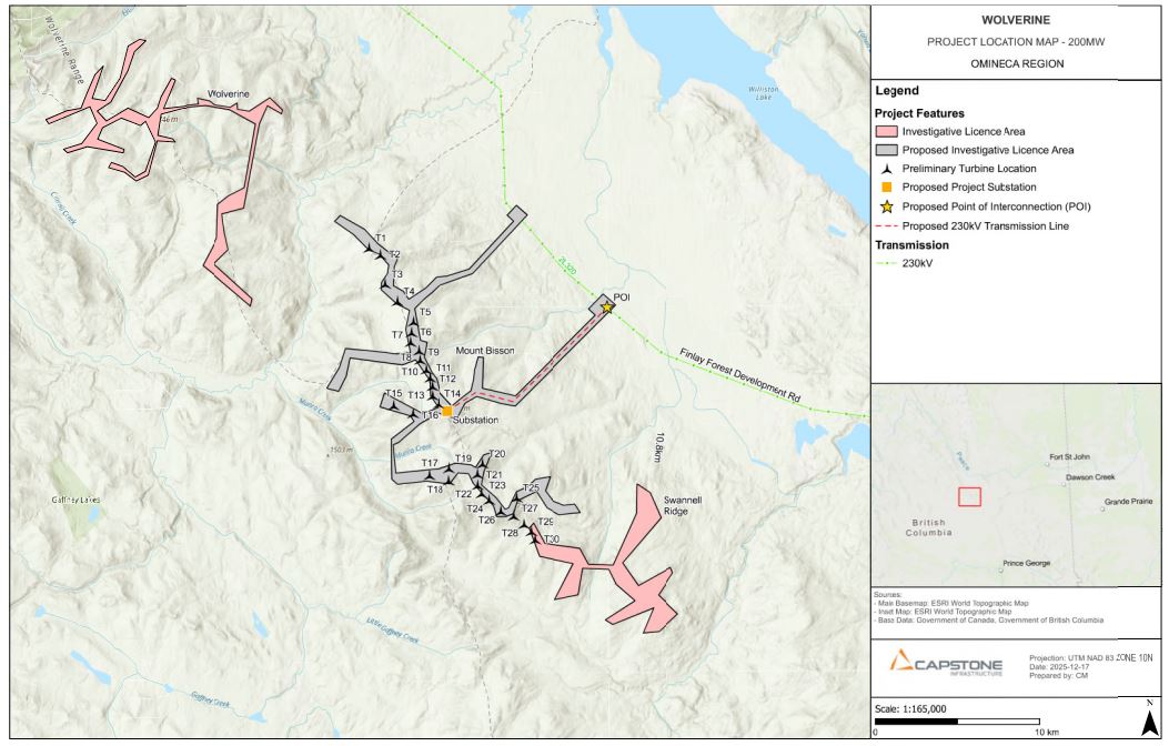 Capstone to propose Wolverine wind project near Williston Lake
